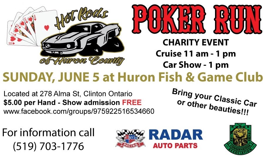 Hot Rods of Huron County Poker Run - Cruise 11am - 1pm, Car Show at 1pm